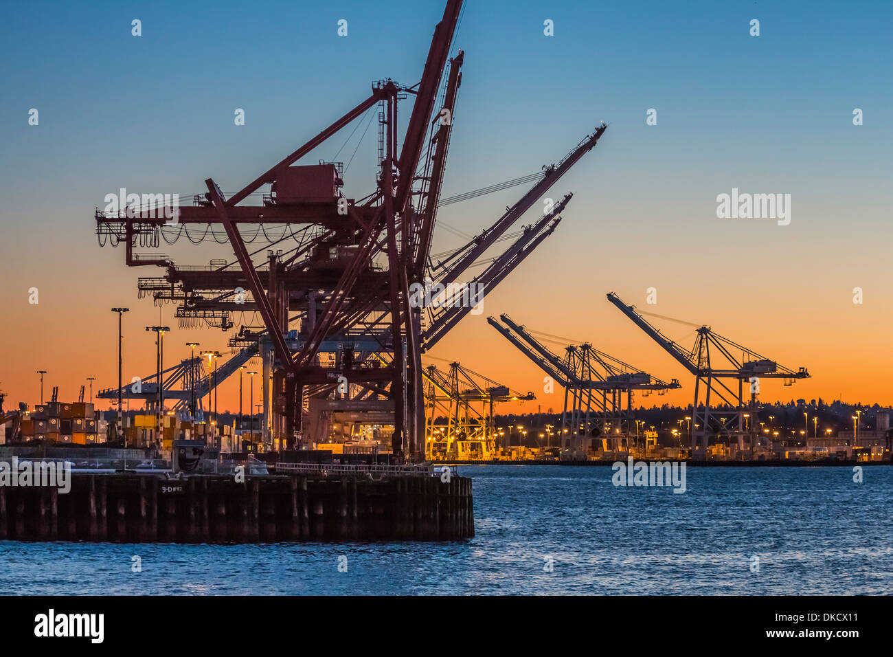 The container cranes of Terminals 46 and 18 at the Port of Seattle ...