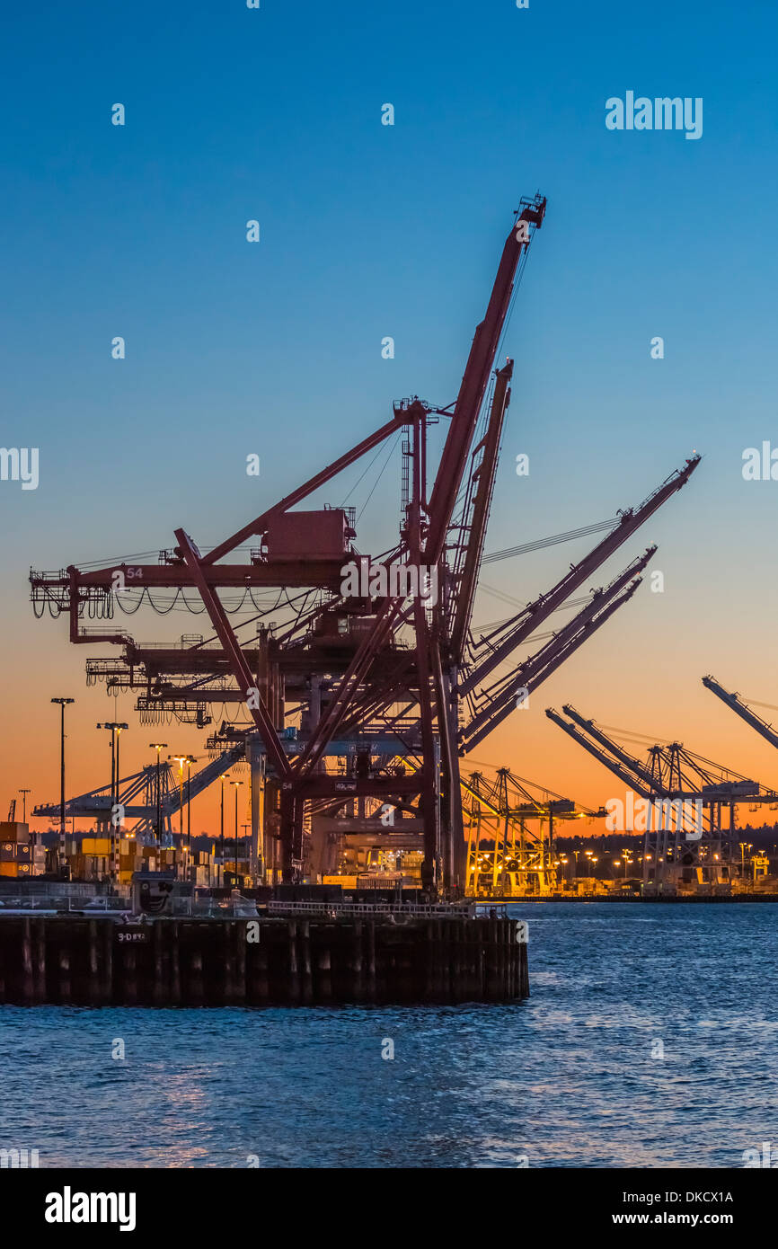 The container cranes of Terminals 46 and 18 at the Port of Seattle ...