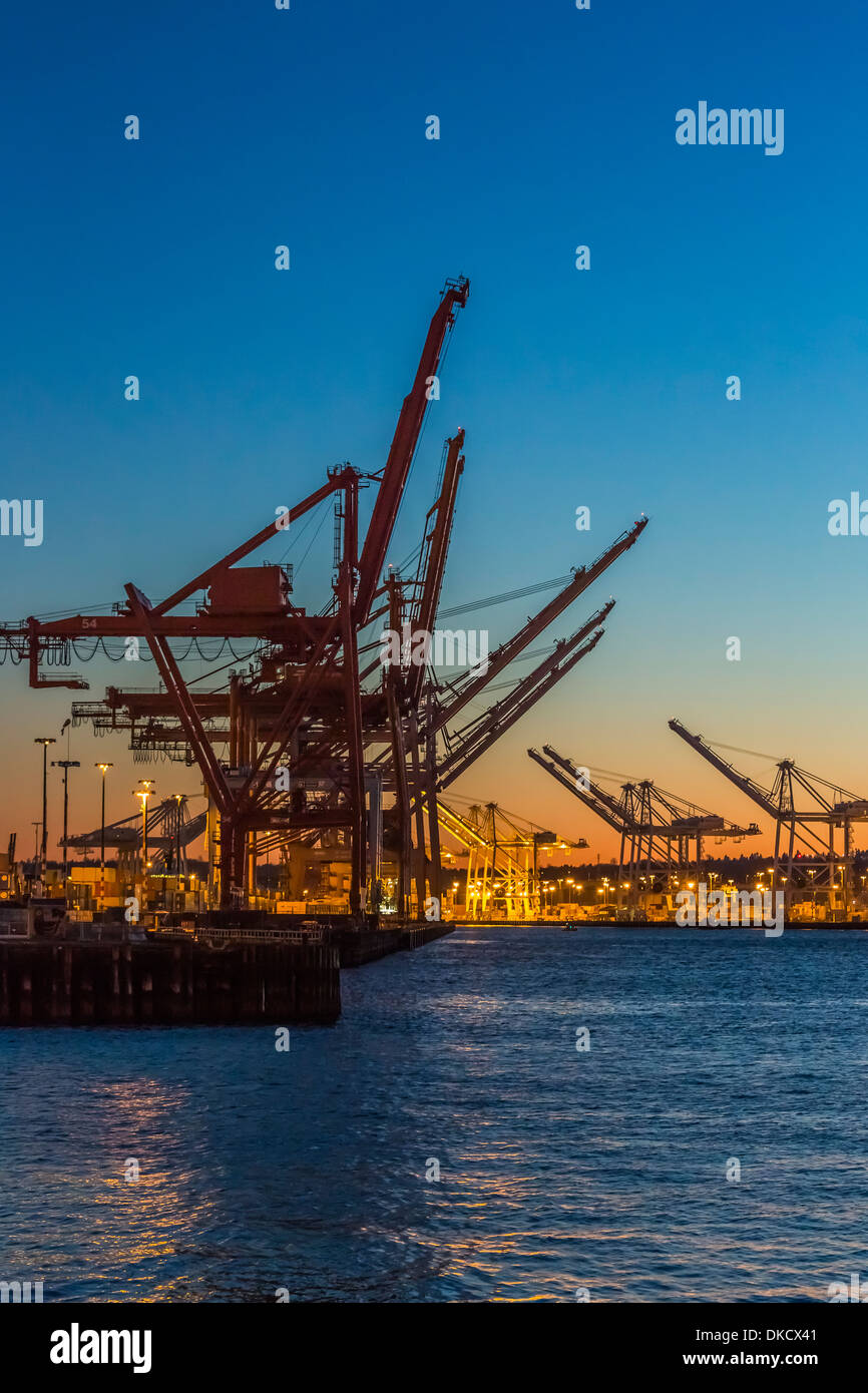 The container cranes of Terminals 46 and 18 at the Port of Seattle ...