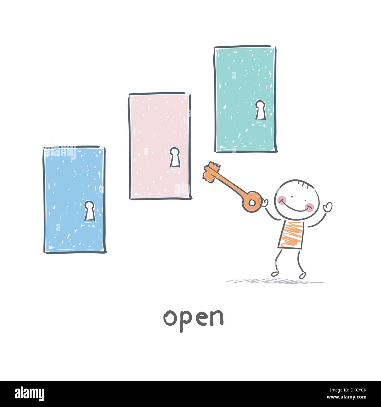 Key opening white door Stock Vector Images - Alamy