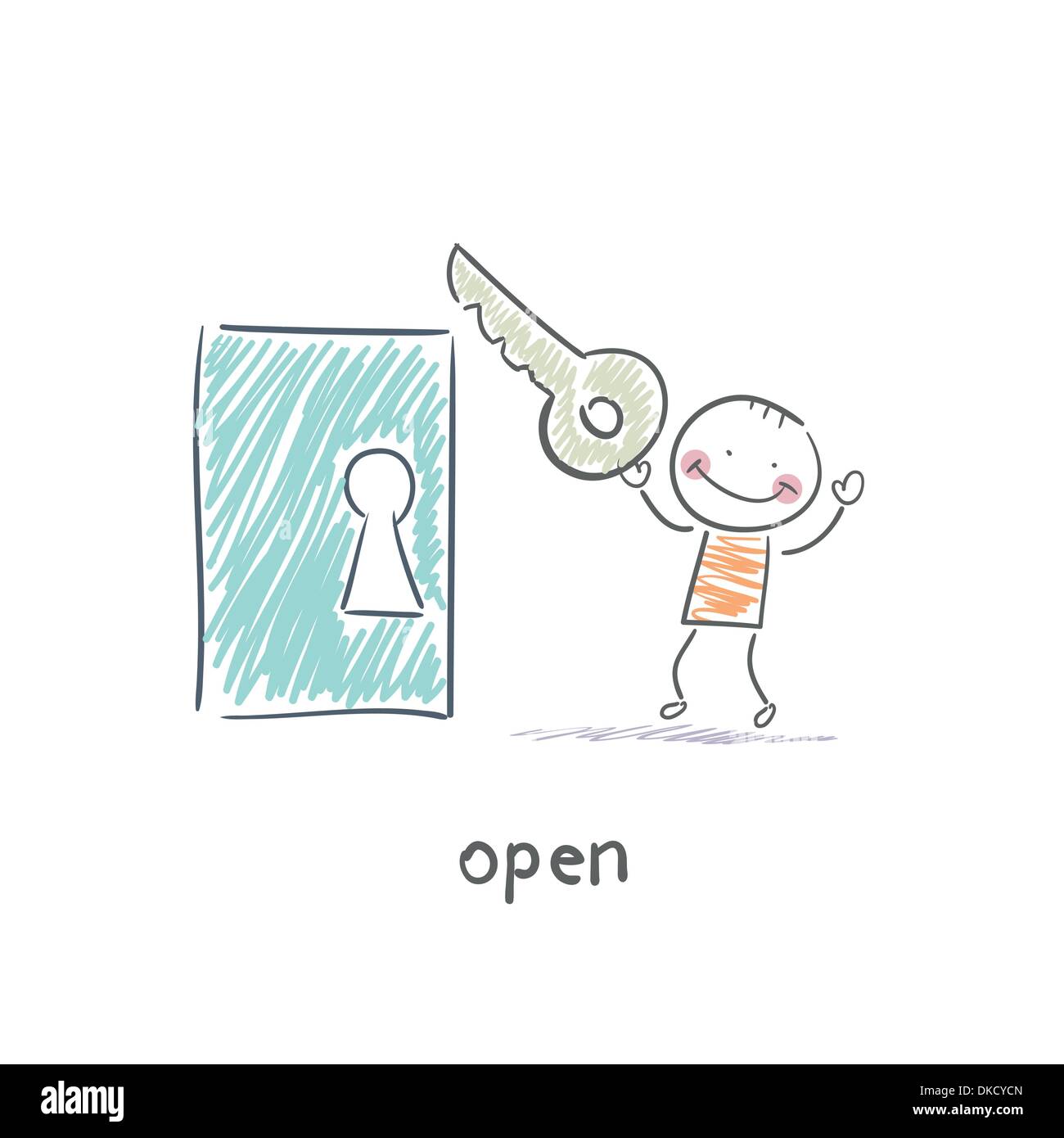 Key opening white door Stock Vector Images - Alamy