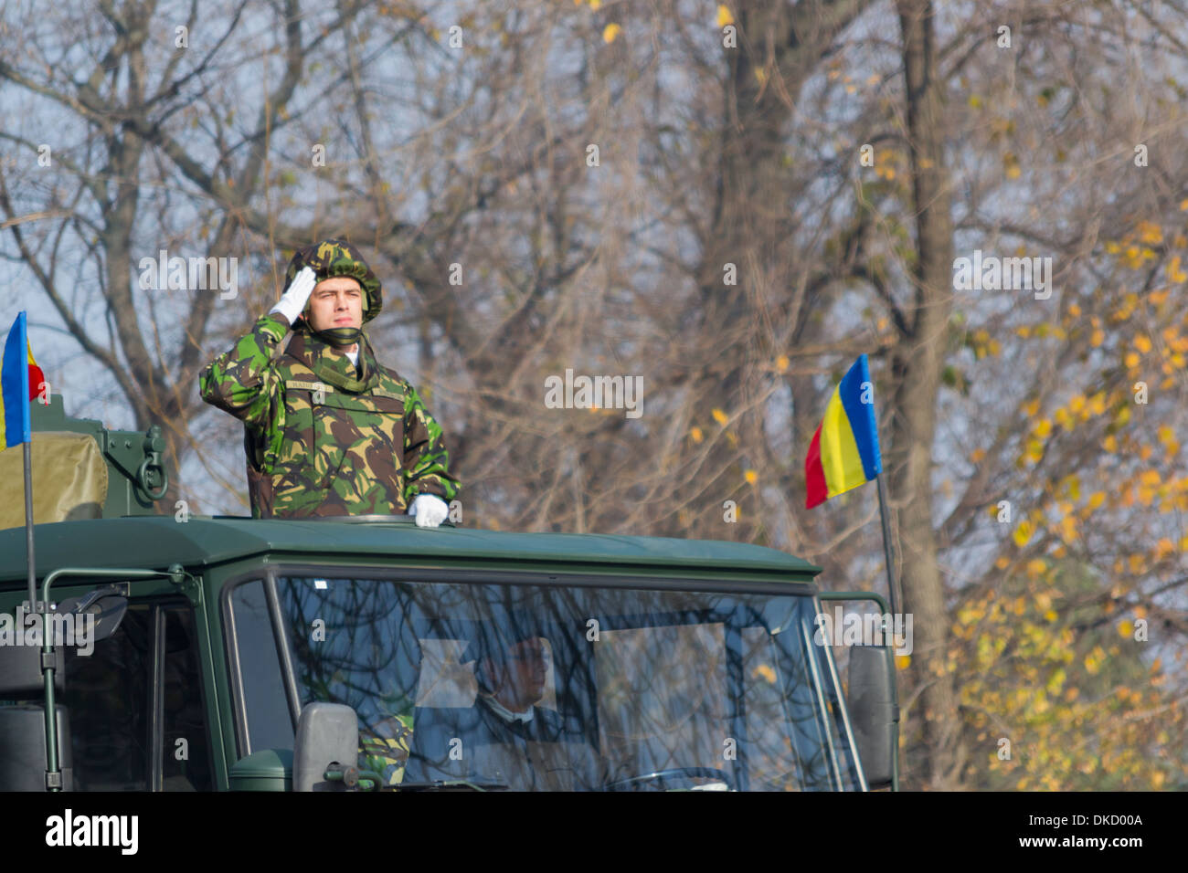 MIM-23 Hawk rocket system truck, soldier salute - December 1st, Parade ...