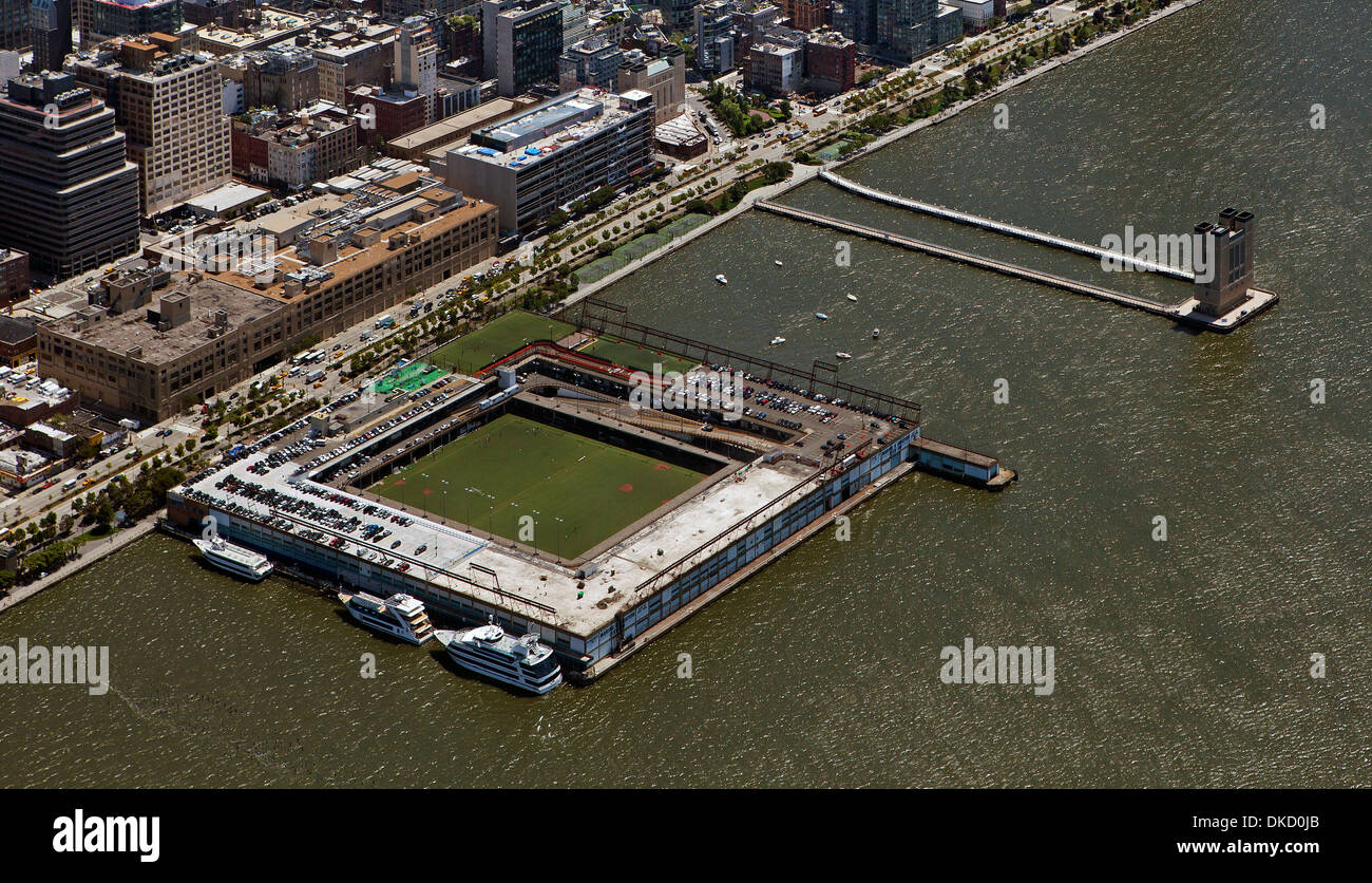 aerial photograph Pier 40, Hudson River Park, Manhattan, New York City ...