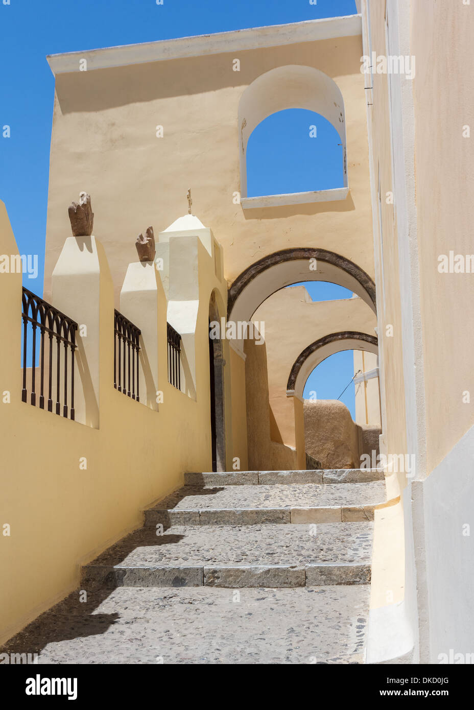 Beautiful Fira village building details in Santorini island Greece ...