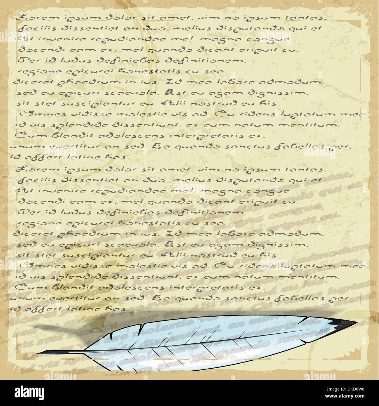 Vintage postcard with a picture of ancient letter and pen Stock Vector ...