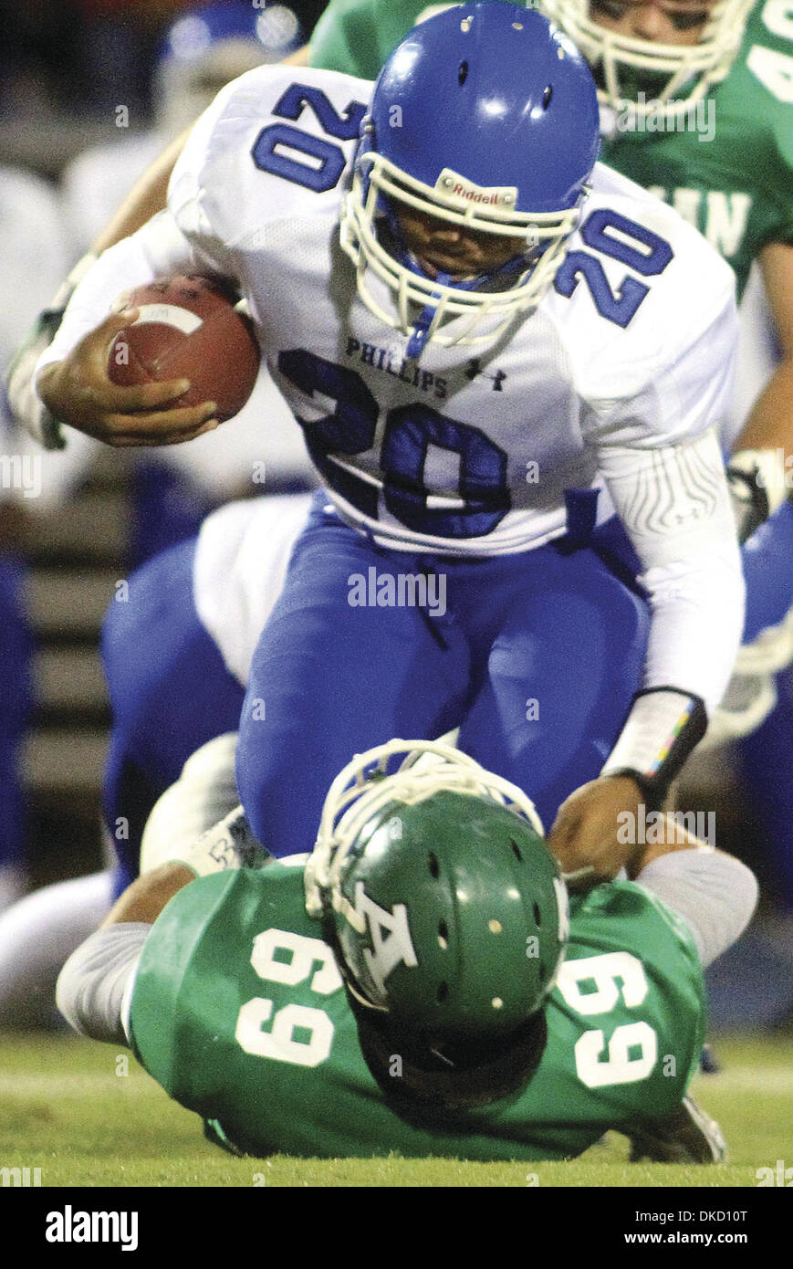 Oct. 28, 2011 - Rock Island, Iowa, U.S. - Alleman's Patrick Ewald sacks ...