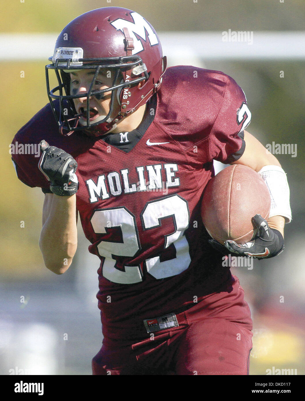 Oct. 29, 2011 - Moline, Iowa, U.S. - Moline's Brandon Foutch breaks ...