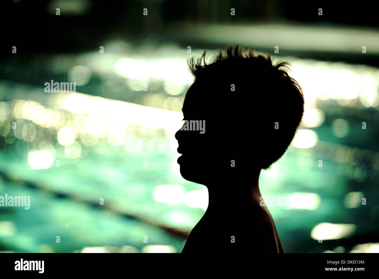 Little Swimmer without cap waiting Stock Photo - Alamy