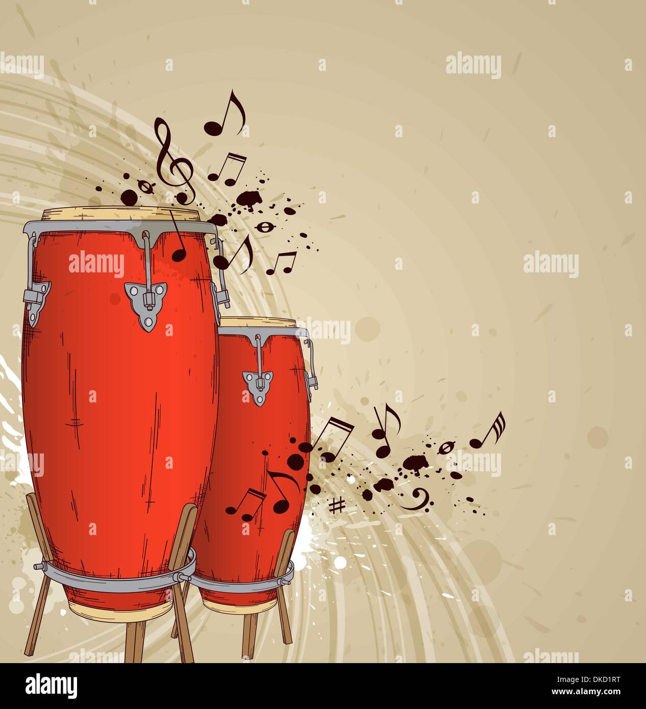 Music background with red drums and notes Stock Vector Image & Art - Alamy