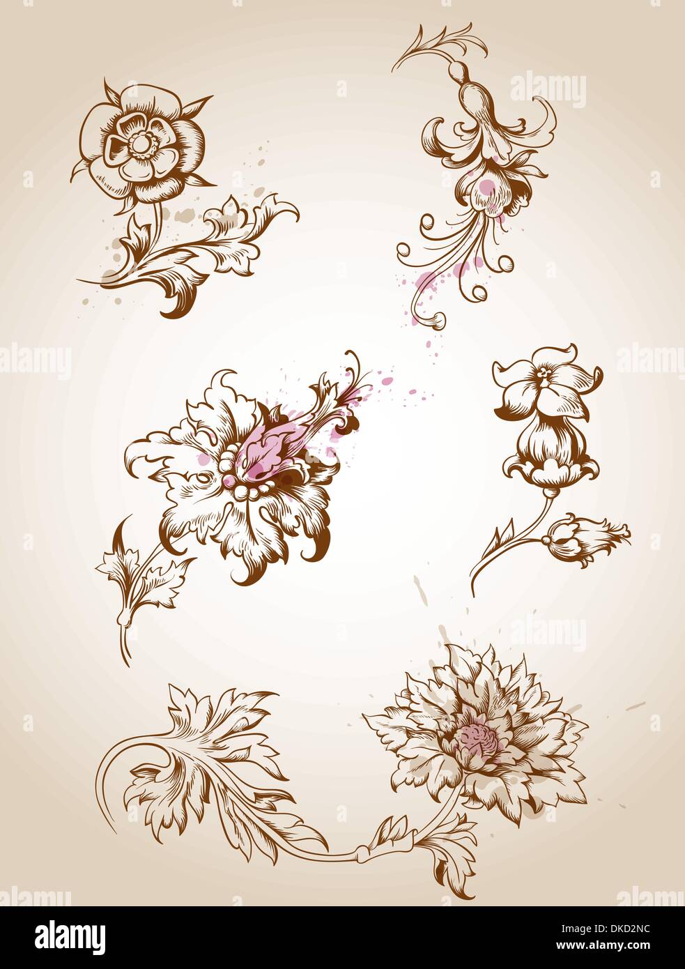 Vector vintage Victorian floral elements for design Stock Vector Image ...