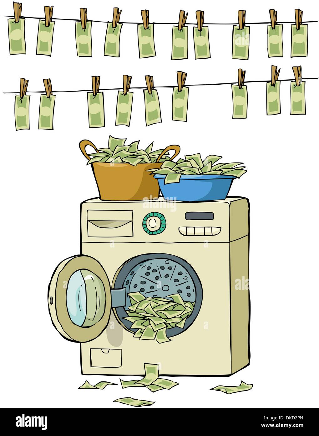 Money laundering in washing machine vector illustration Stock Vector ...