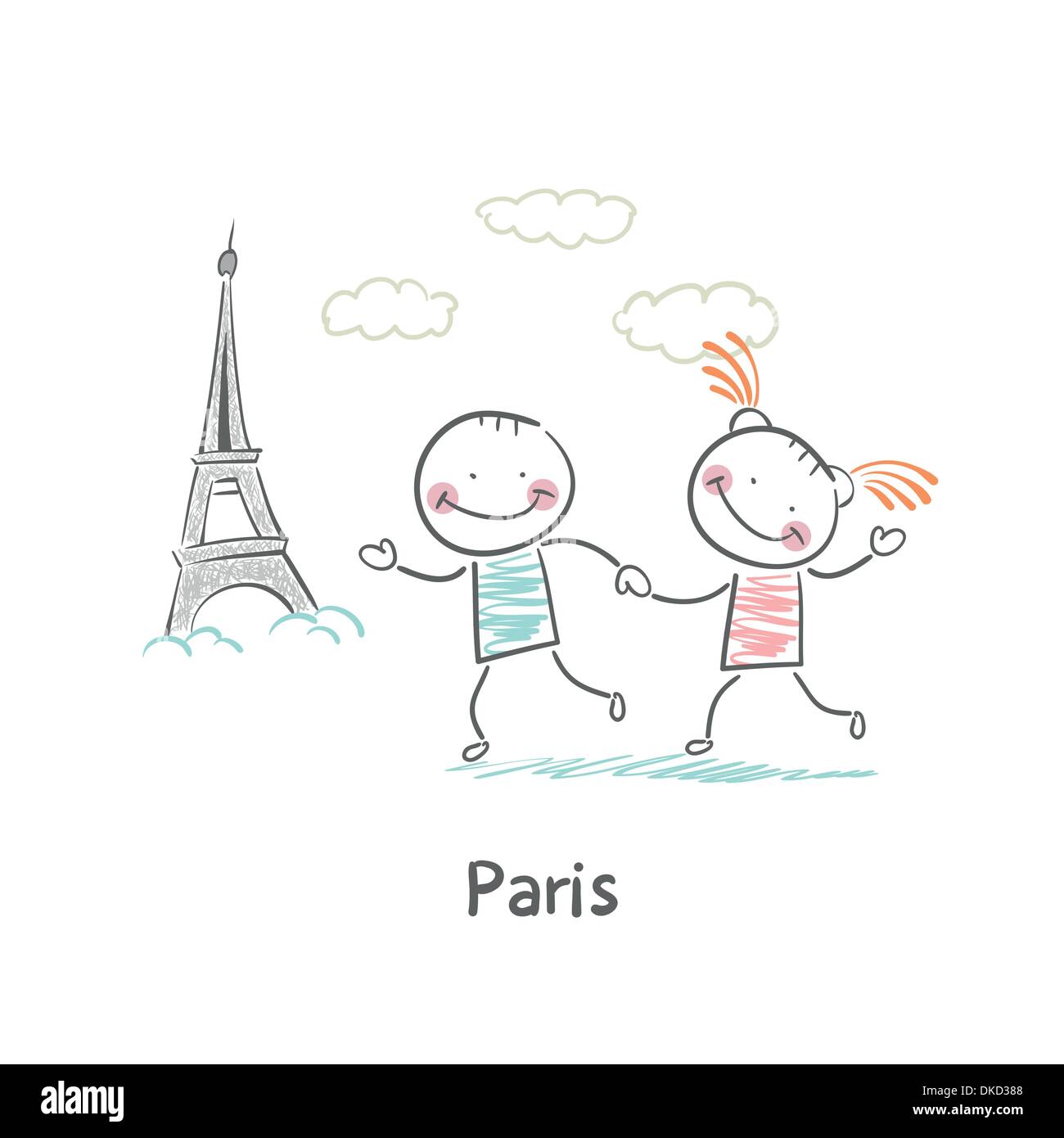 Paris scene buildings Stock Vector Images - Alamy