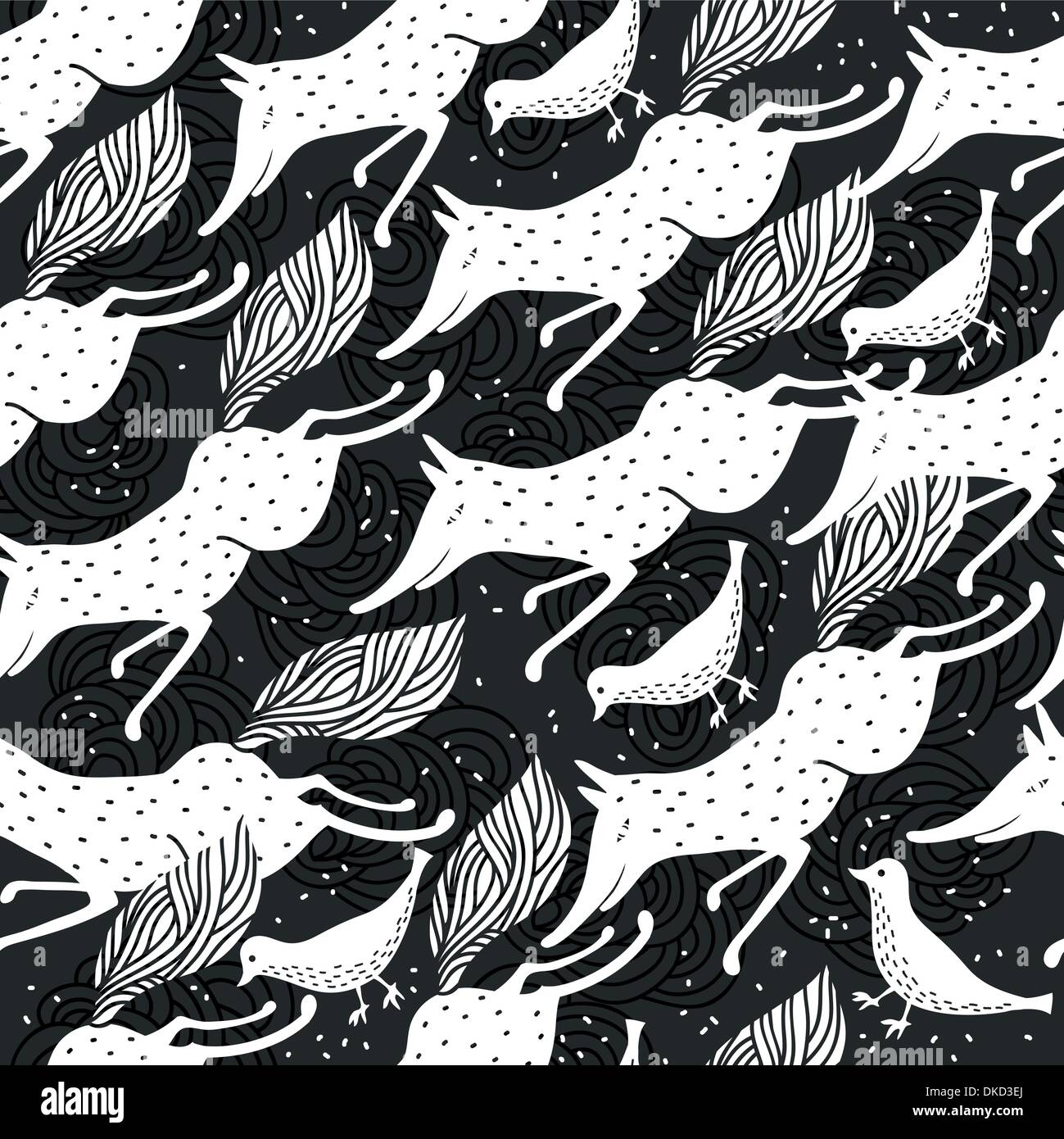 vector seamless pattern with running white foxes Stock Vector Image ...