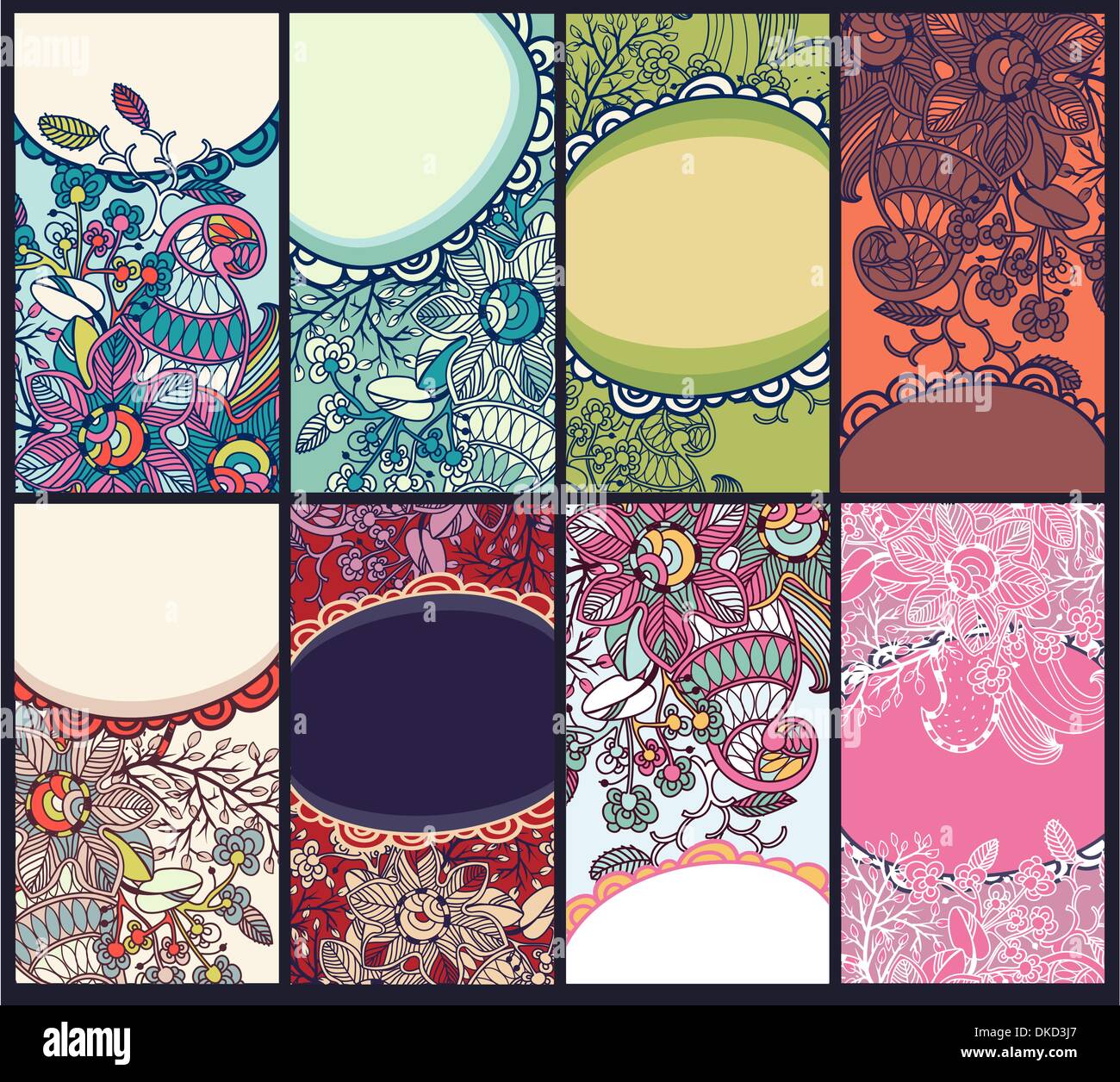vector collection of colorful floral cards Stock Vector Image & Art - Alamy
