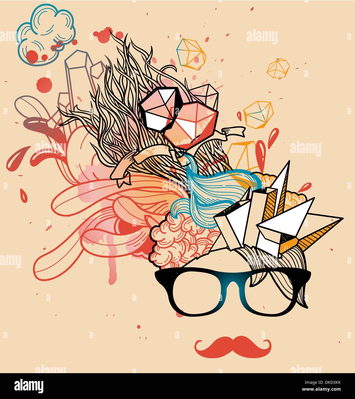 vector illustration of an invisible man with abstract haircut Stock ...