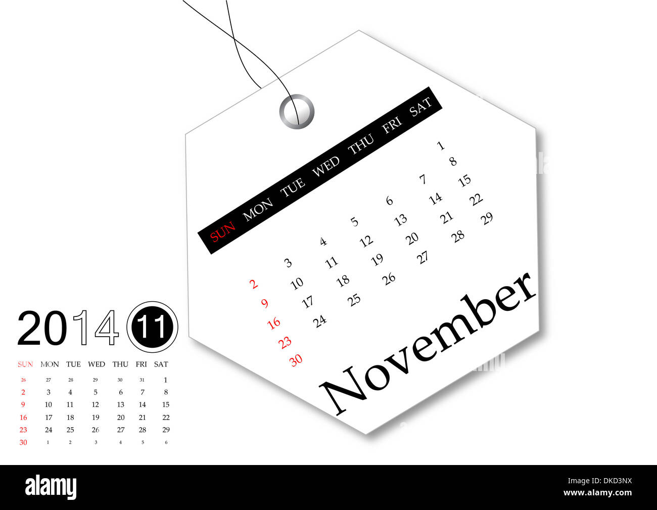 November of 2014 calendar for tag design Stock Photo - Alamy