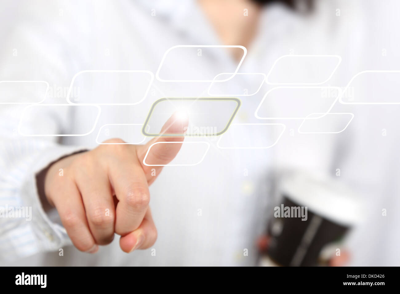 Pressing modern buttons with touch screen Stock Photo - Alamy