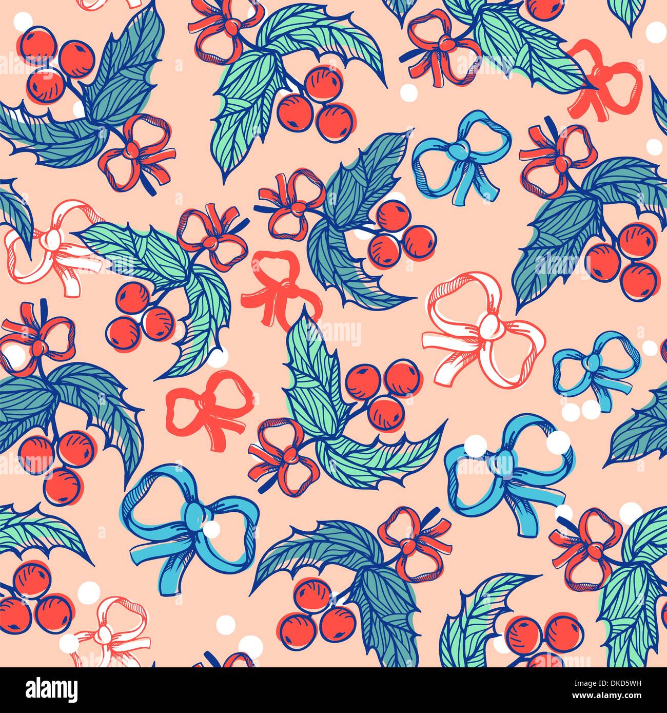 Christmas vector seamless pattern with holly berries Stock Vector Image ...