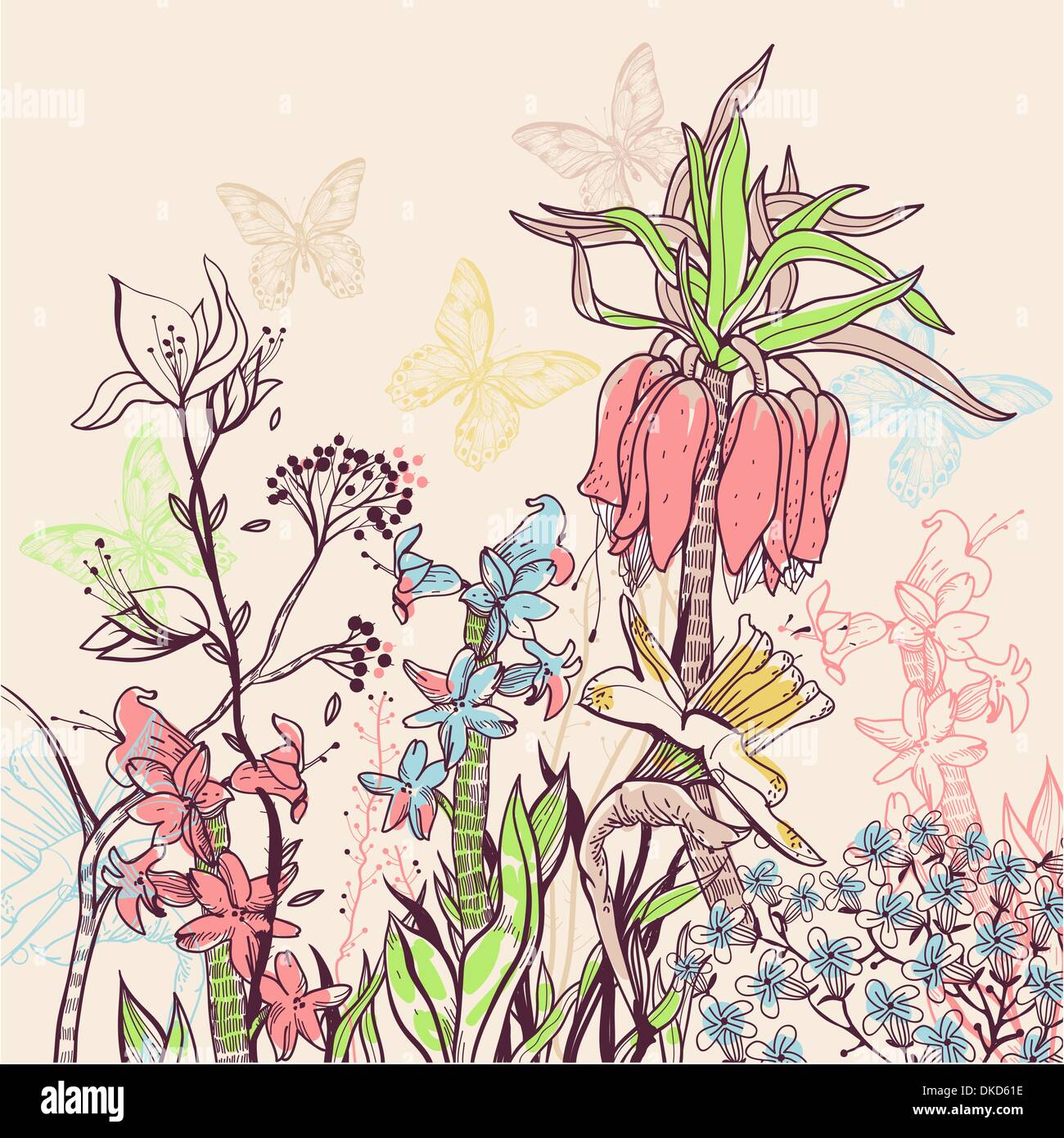 vector illustration of blooming spring flowers Stock Vector Image & Art ...
