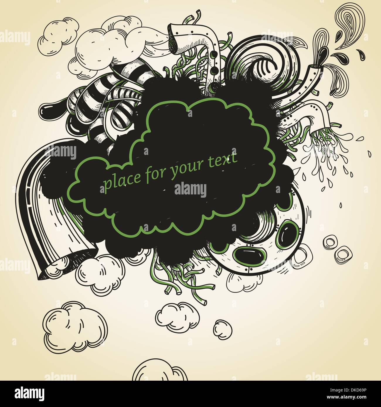 vector illustration of abstract smoking pipes and a dark cloud Stock ...