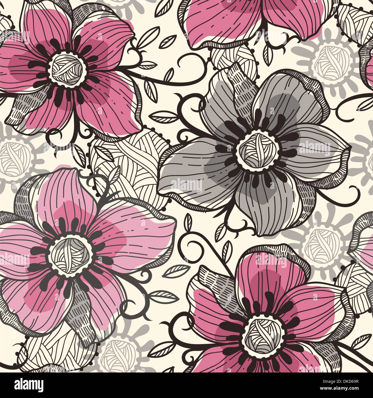 vector floral seamless pattern Stock Vector Image & Art - Alamy