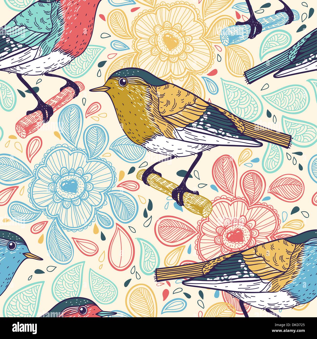 vector seamless pattern with colorful birds Stock Vector Image & Art ...