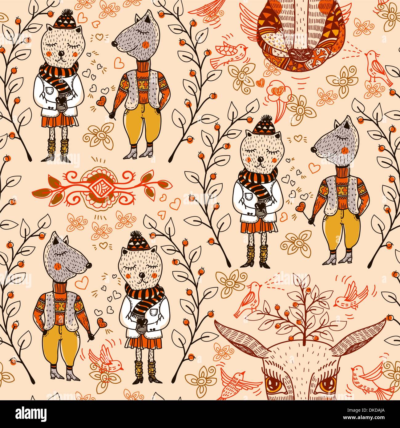 vector seamless pattern with cartoon animals Stock Vector Image & Art ...