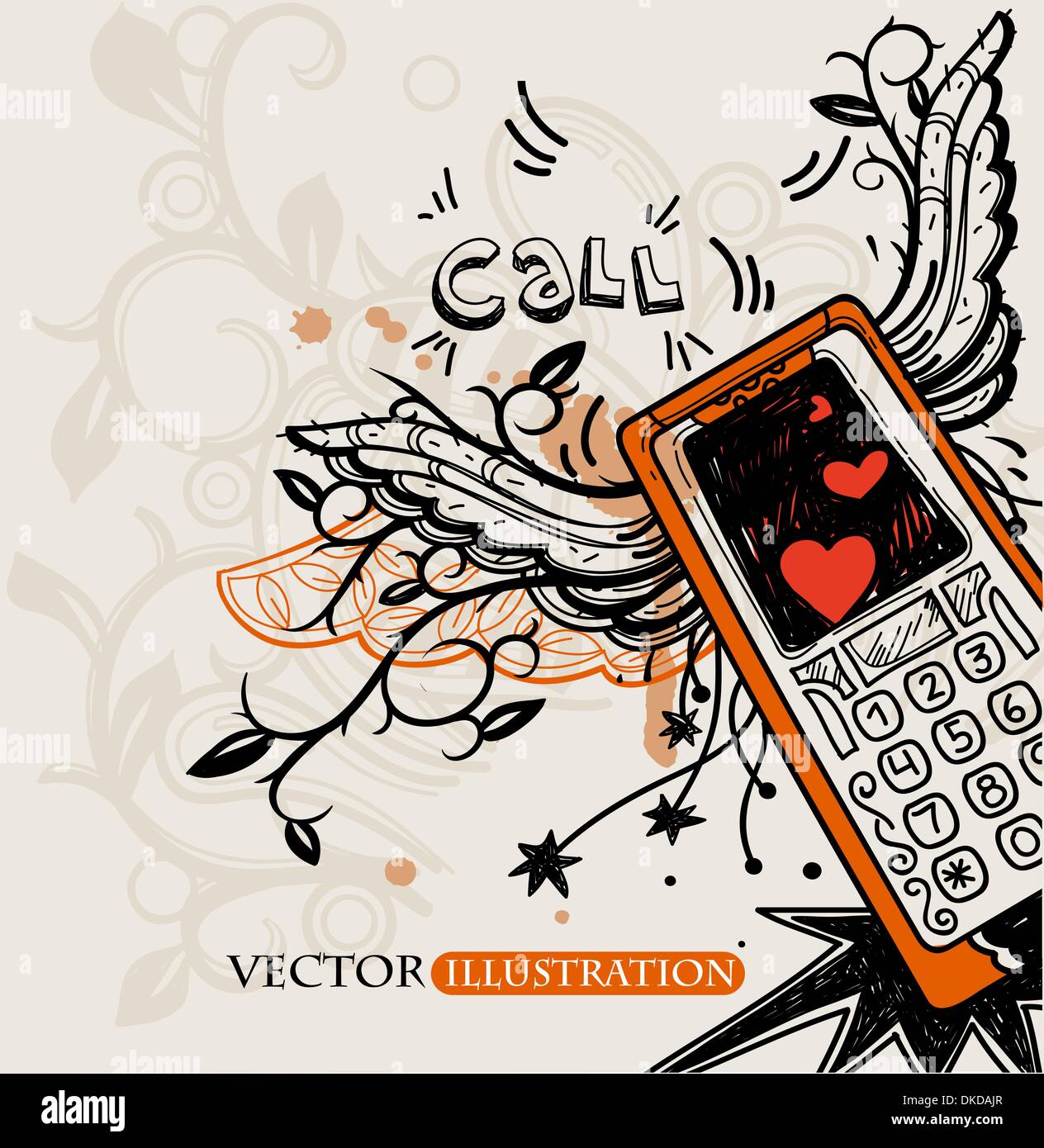 vector illustration of a fantasy phone on an abstract background Stock ...