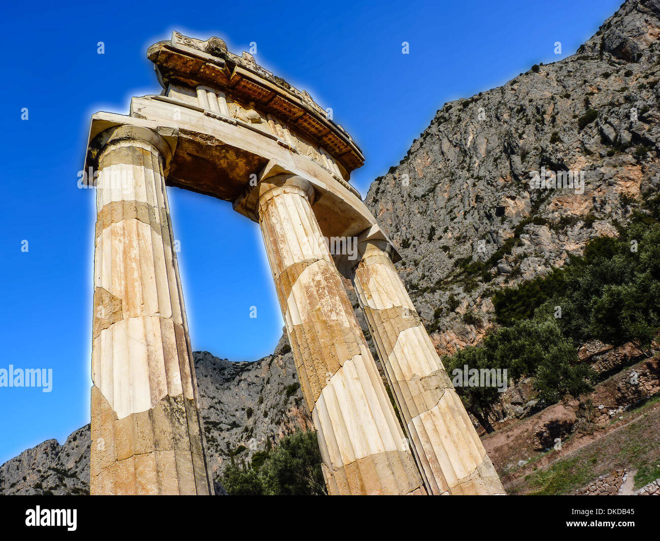Temple of Athena pronoia at Delphi oracle in Greece Stock Photo - Alamy