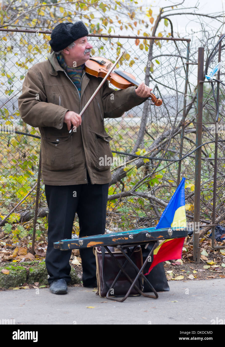 Street violin player, December 1st, Parade on Romania's National Day ...