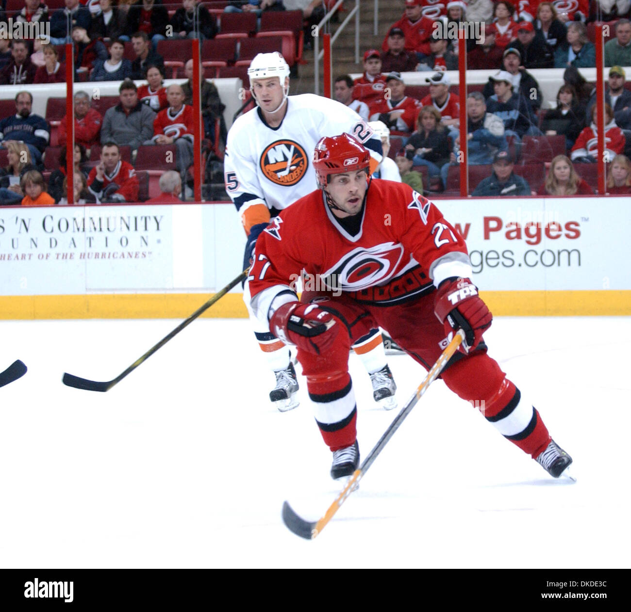 Dec 22, 2006; Raleigh, NC, USA; NHL Ice Hockey: Carolina Hurricanes #27 ...