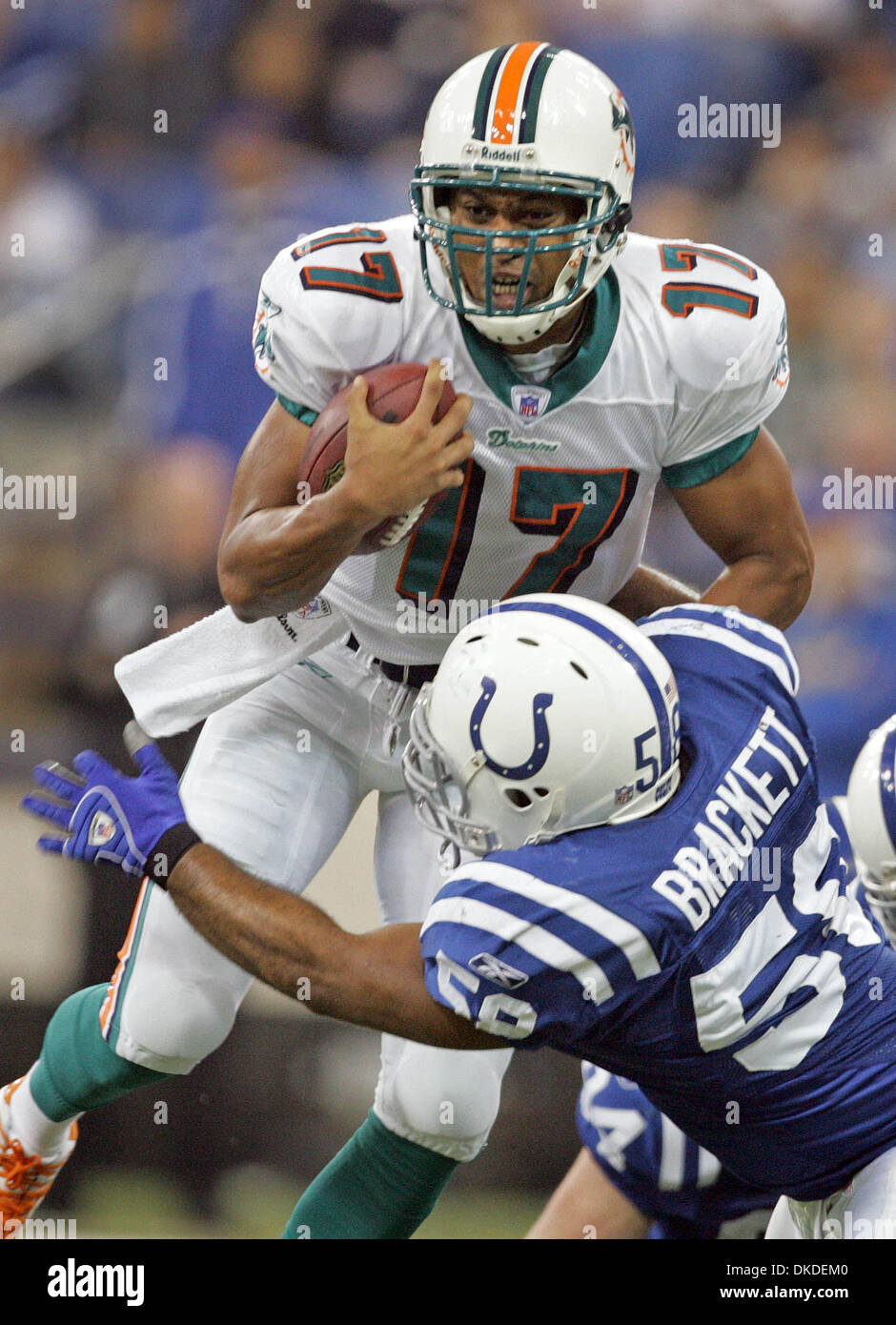 Dec 31, 2006; Indianapolis, IN, USA; Dolphins QB CLEO LEMON is stopped ...