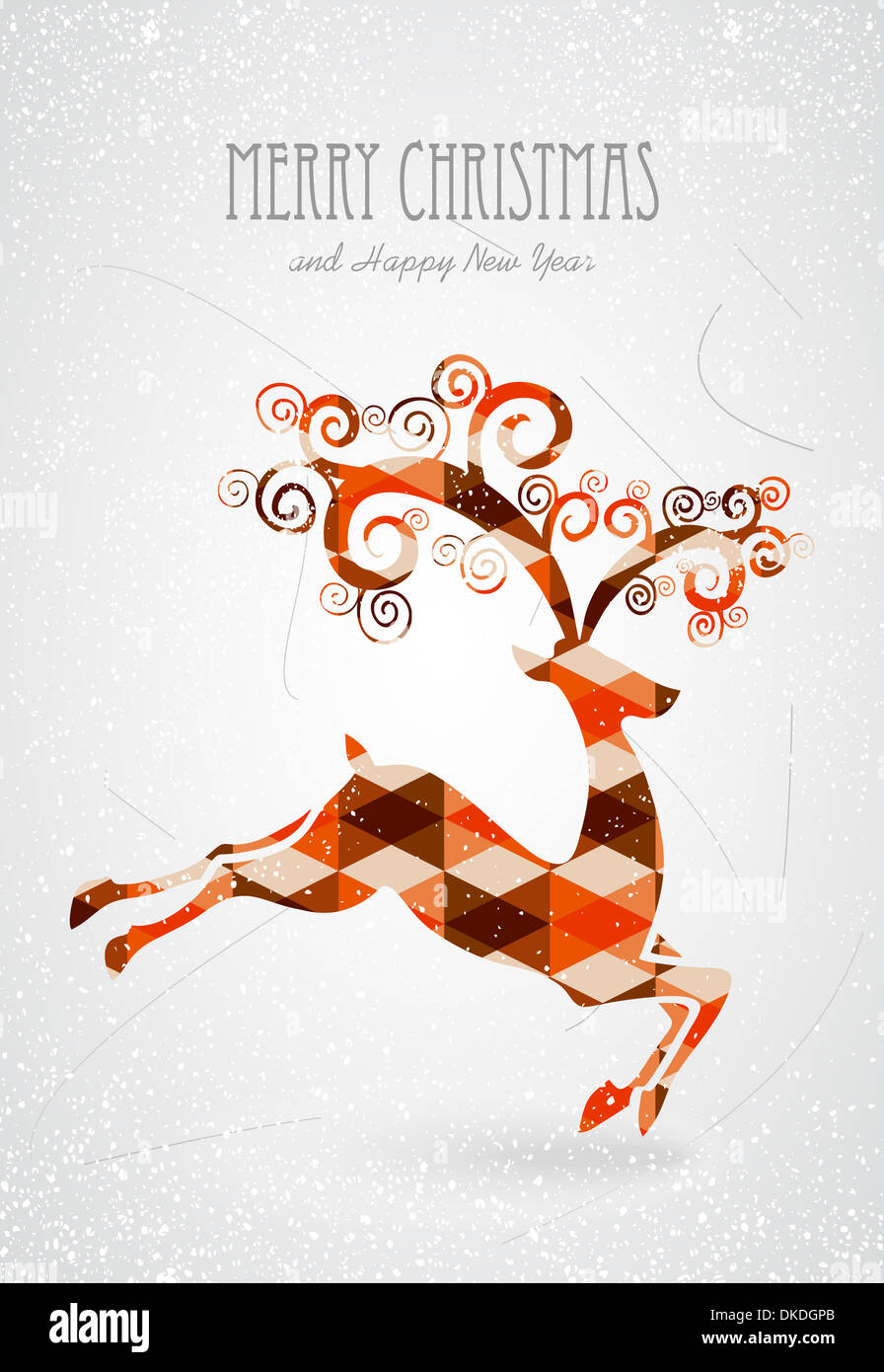 Merry Christmas deer greeting card in colorful style. EPS10 vector ...