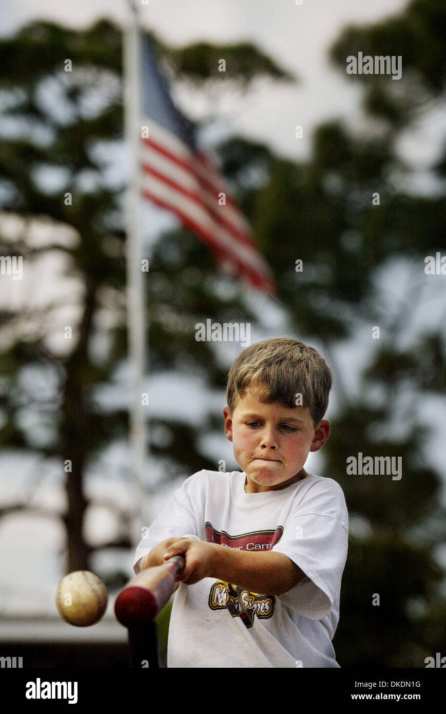 Mar 15, 2007 - Stuart, FL, USA - JAXSON REES, 6, practices his batting ...