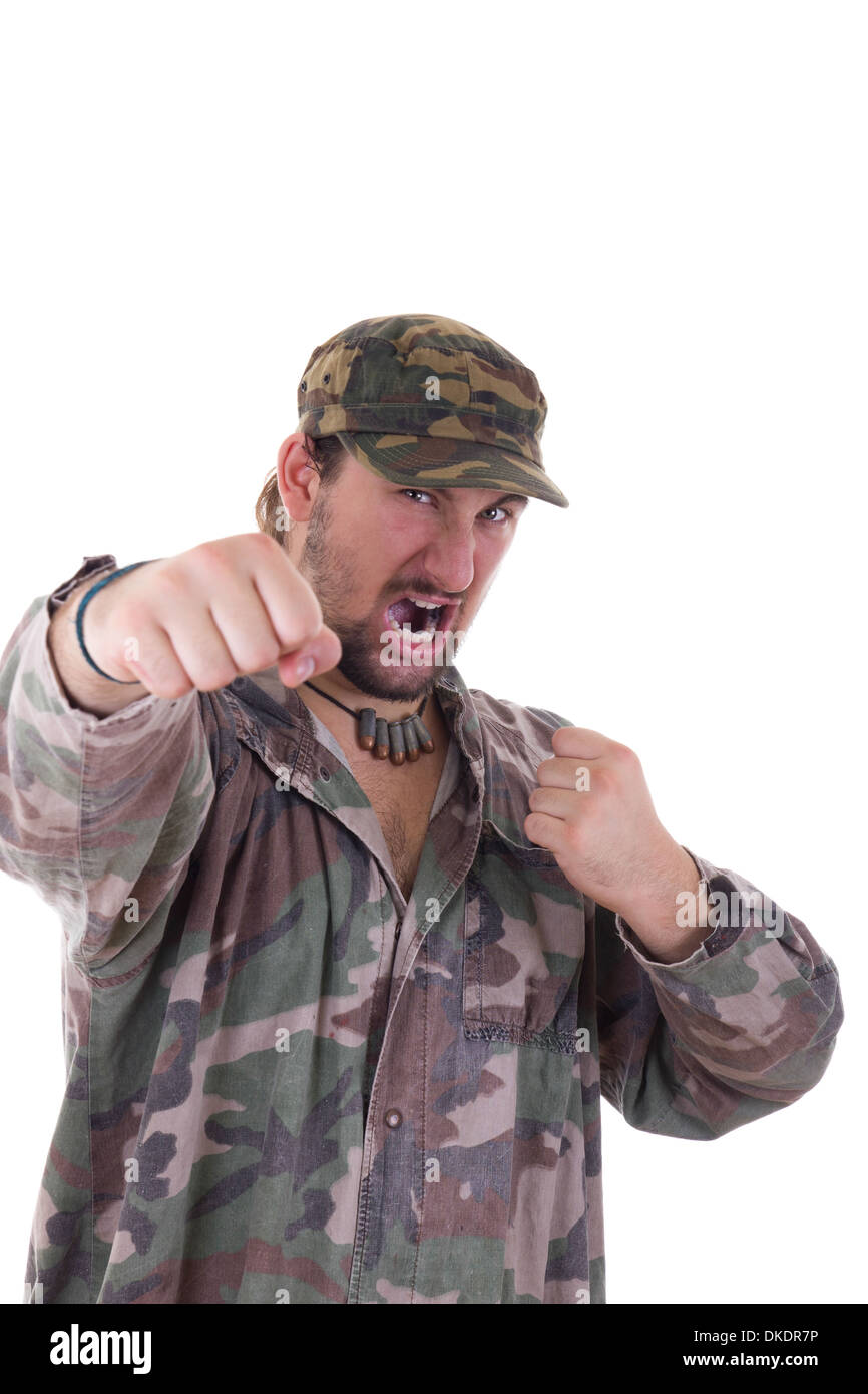 soldier fighter in military uniform with cap Stock Photo - Alamy