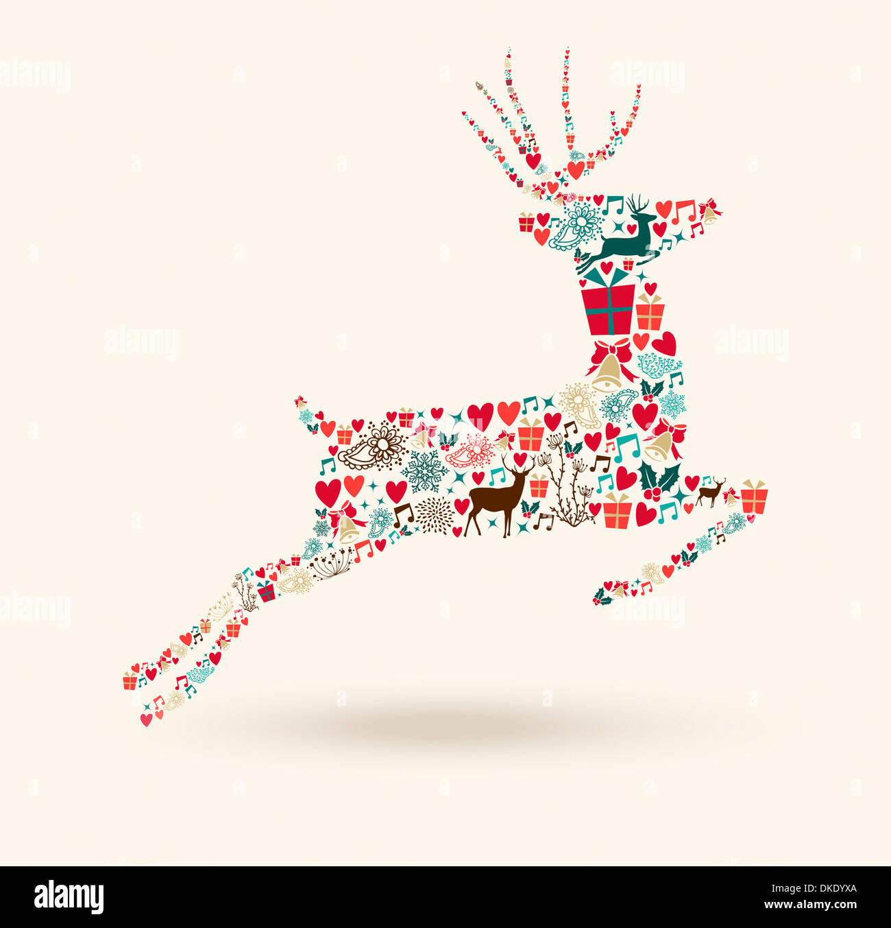 Christmas holiday colorful elements reindeer shape composition. EPS10 ...
