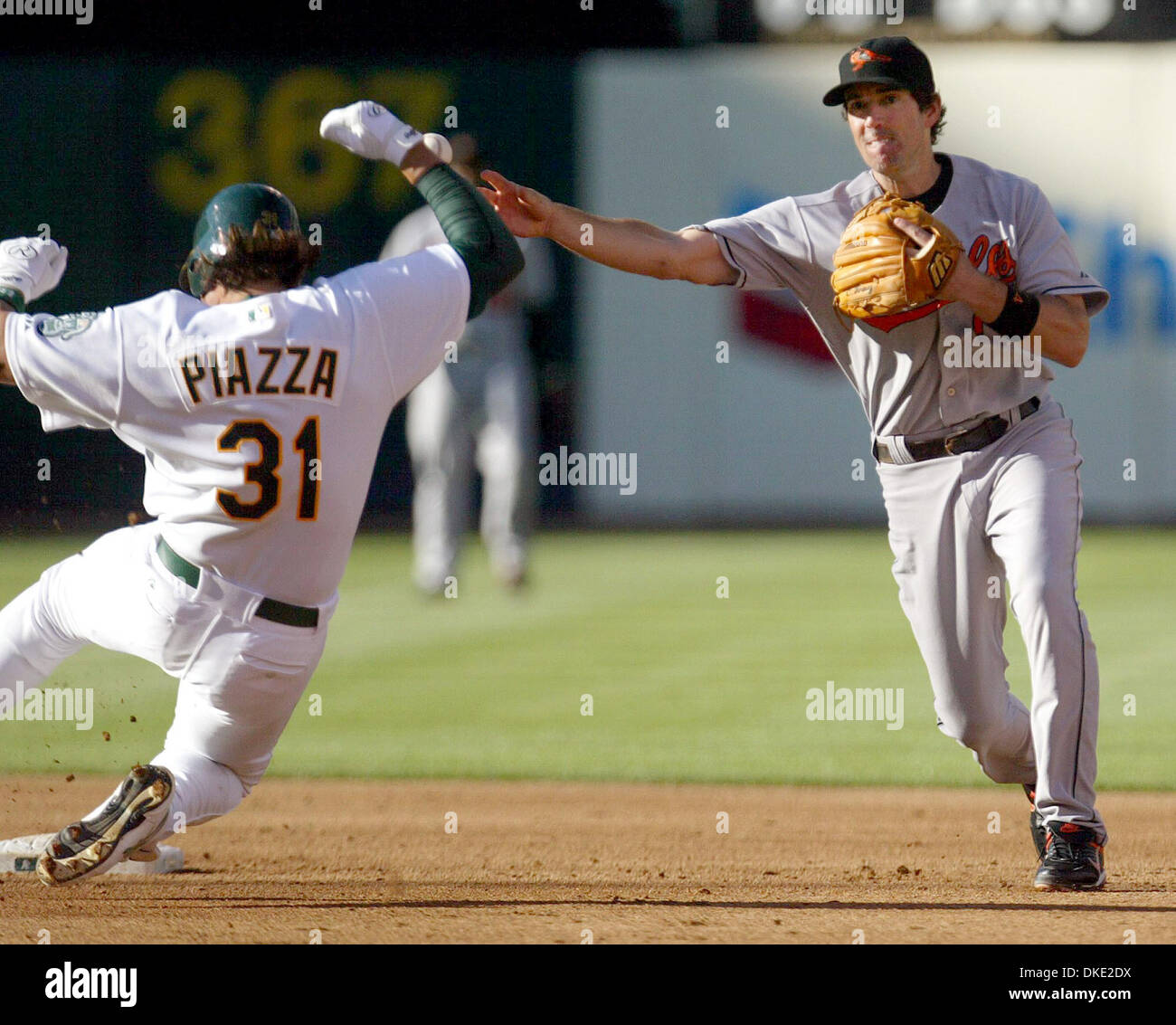 July 21st, 2007 - Oakland, CA, USA - Oakland A's Mike Piazza is forced ...