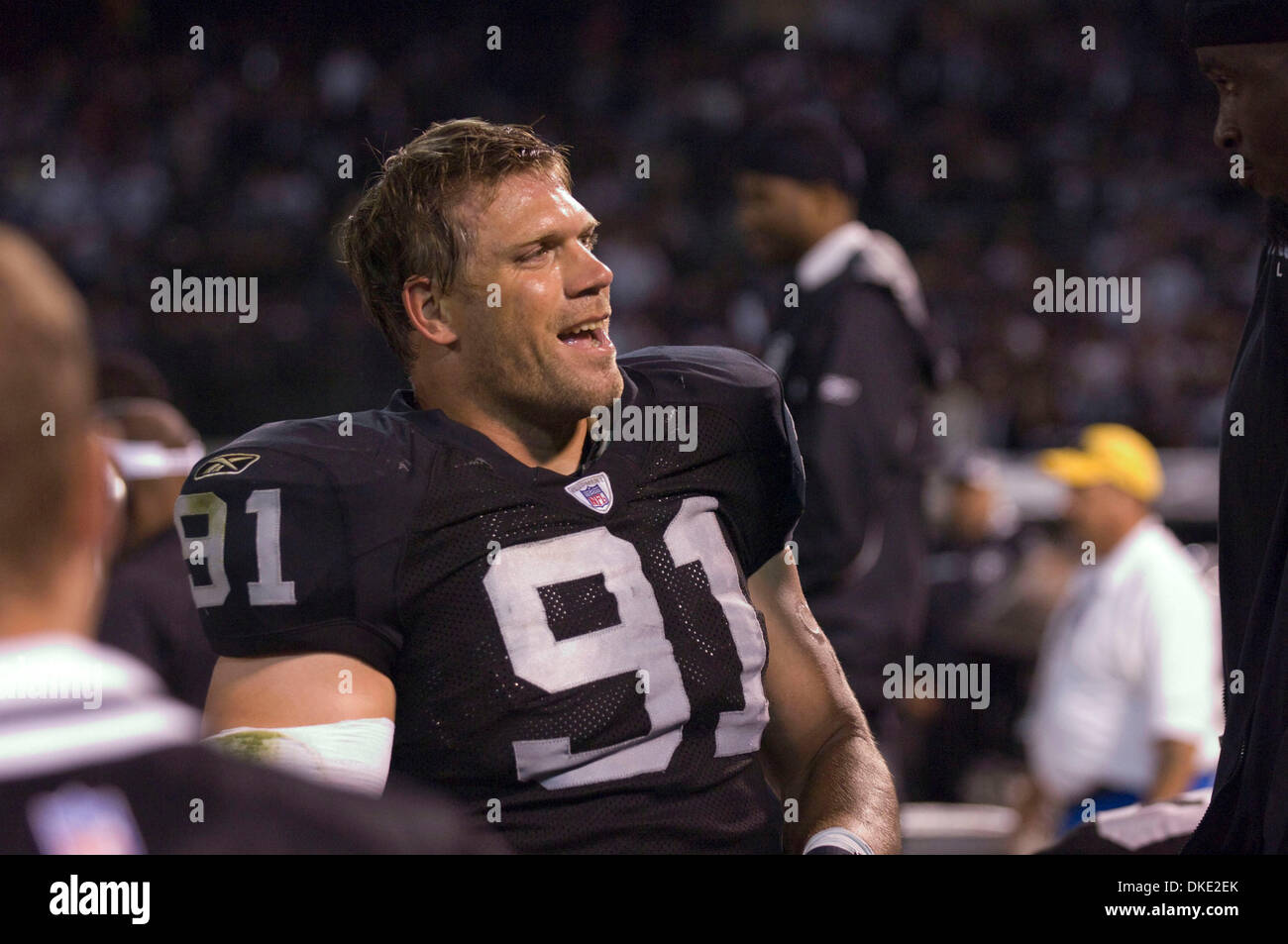 Aug 11, 2007 - OAKLAND, CA, USA - Oakland Raiders #91 TYLER BRAYTON ...