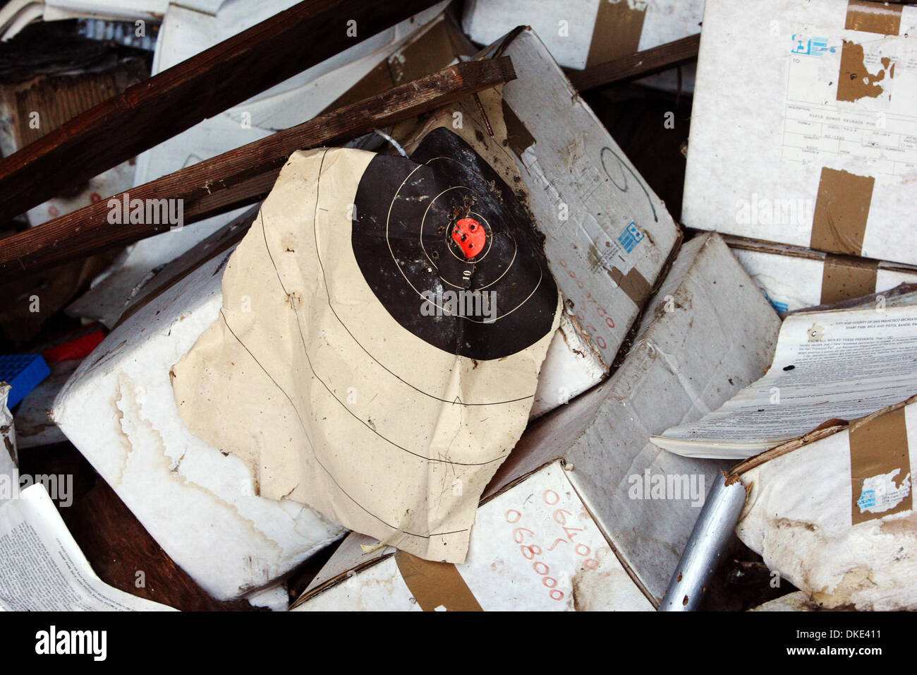 A paper target at the old Sharp Park Rifle Range in Pacifica , Thursday ...