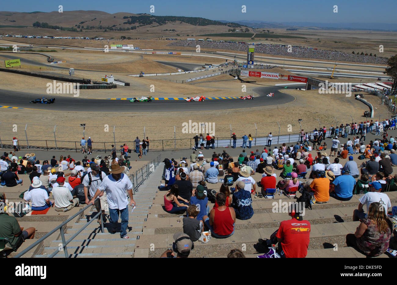 Race fans enjoy the scenery as Indy cars make turn two during the ...