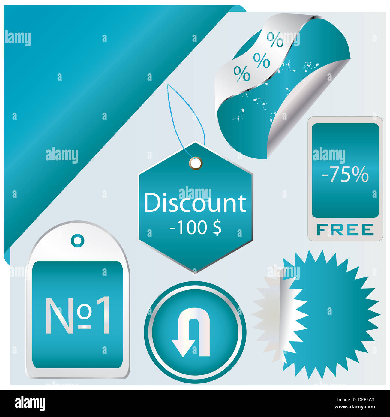 set of tags - blue label Stock Photo - Alamy