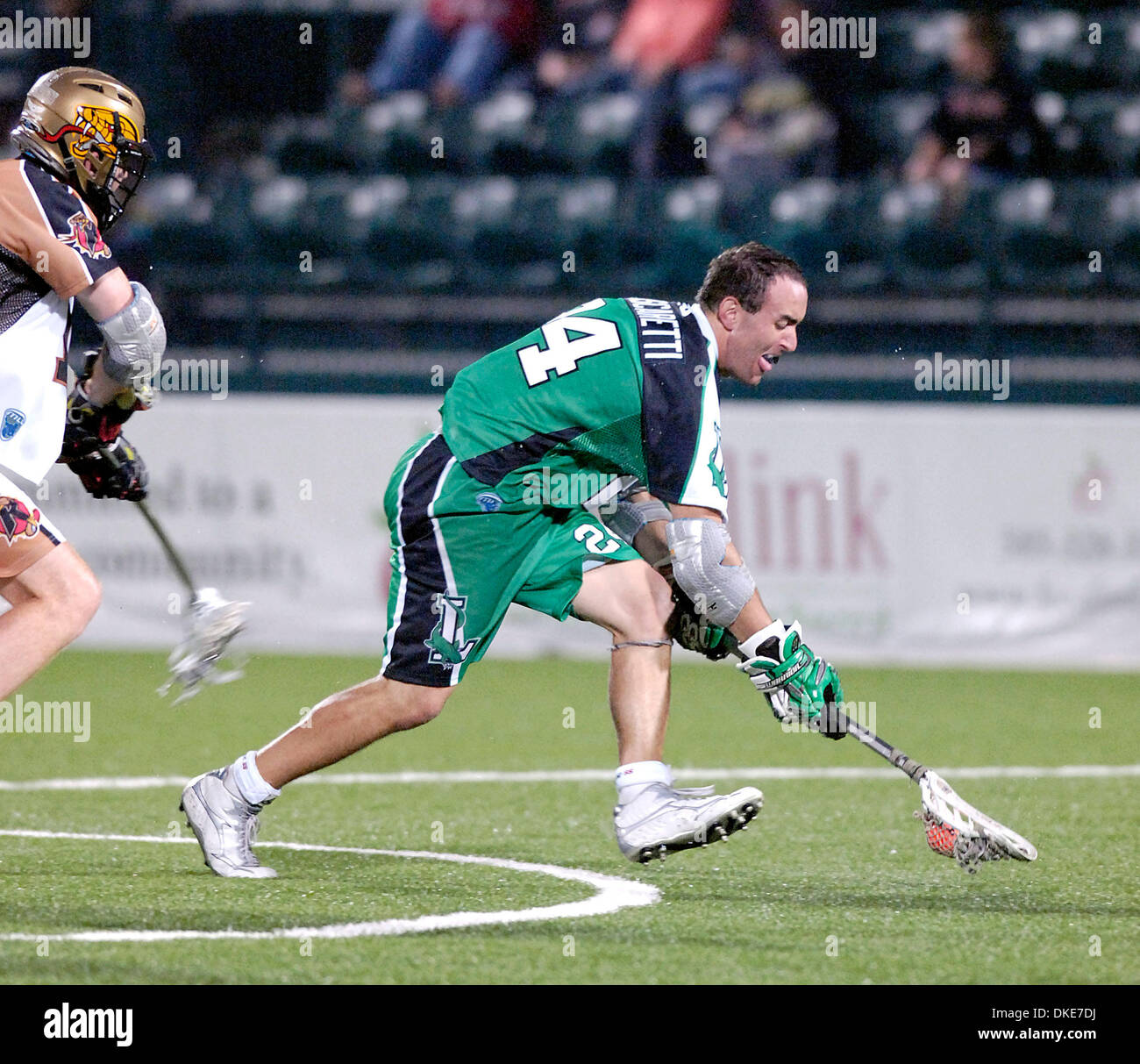 July 14, 2007: Long Island Lizards Joe Mascaretti (#24) looses his ...