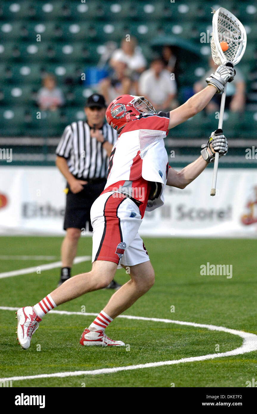 July 27, 2007: MLL - Chicago Machine goalie Mike Gabel (#9) makes the ...