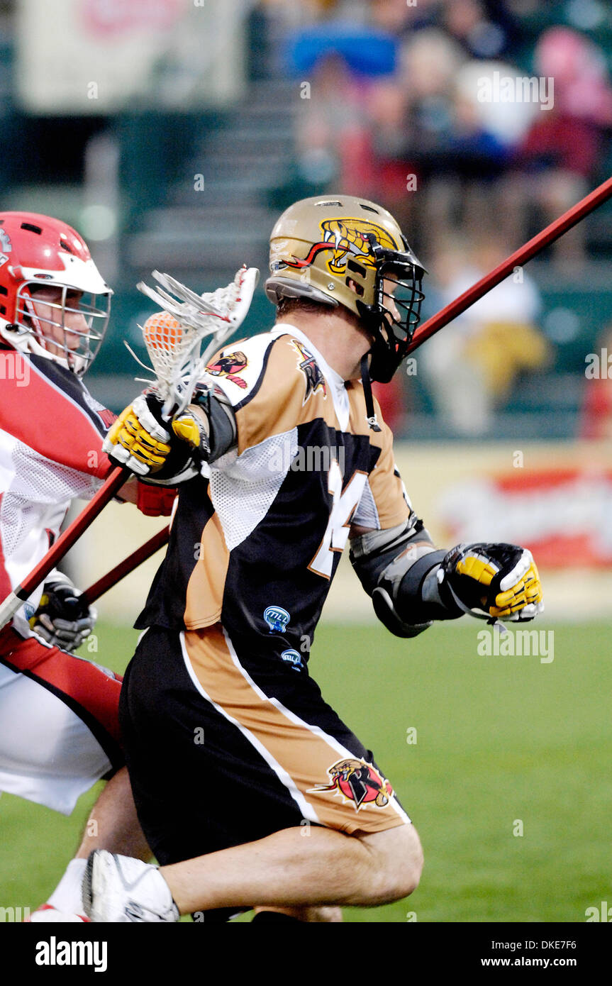 July 27, 2007: MLL - Rochester Rattler midfielder John Grant (#24) in ...