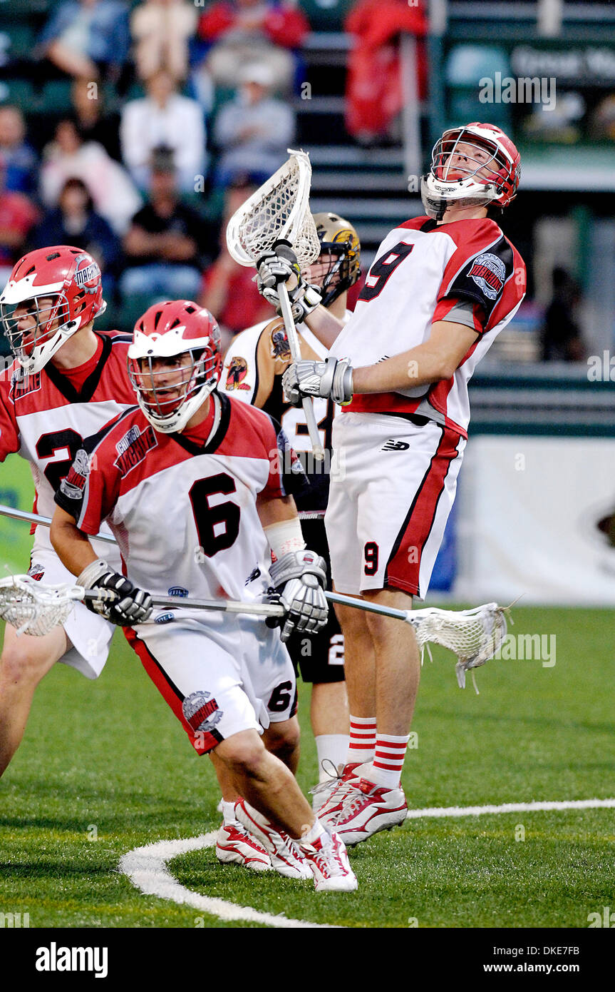 July 27, 2007: MLL - Chicago Macihne goalie Mike Gabel (#9) and ...