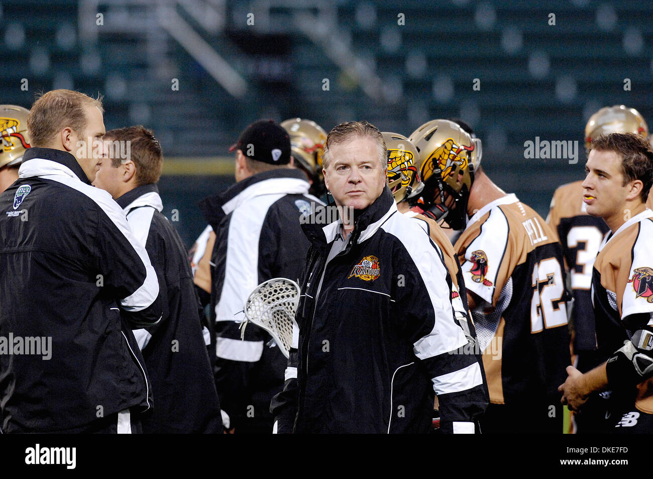 July 27, 2007: MLL - Rochester Rattler head coach B.J. O'Hara looks on ...