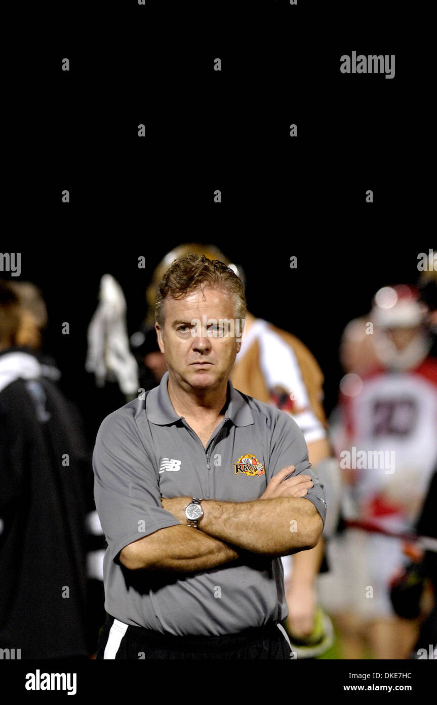July 27, 2007: MLL - Rochester Rattler head coach B.J. O'Hara looks on ...