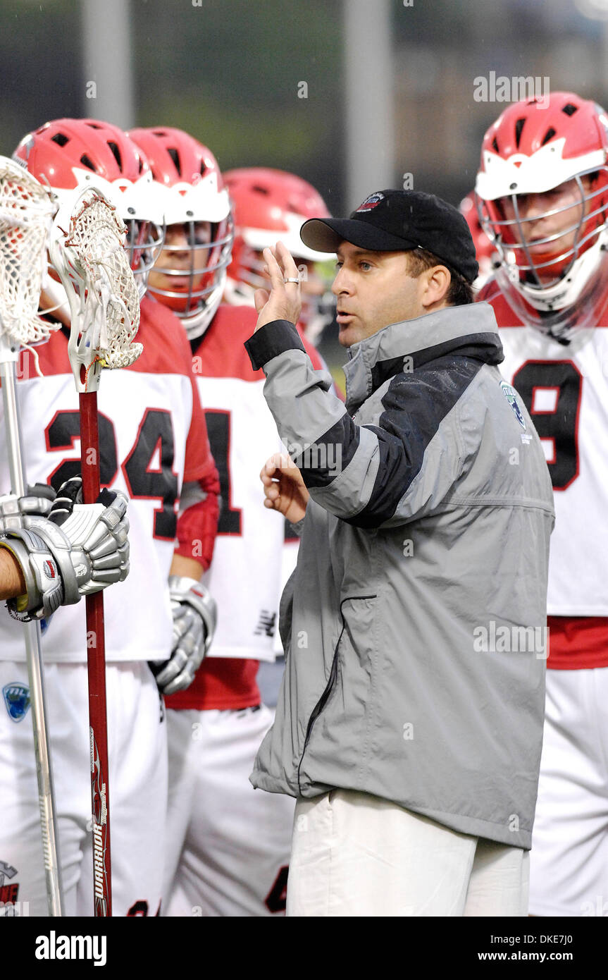 July 27, 2007: MLL - Chicago Machine head coach Lelan Rogers talks to ...