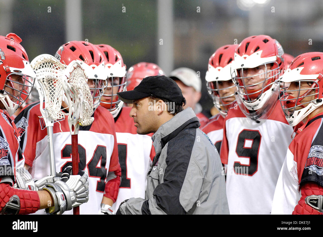 July 27, 2007: MLL - Chicago Machine head coach Lelan Rogers talks to ...