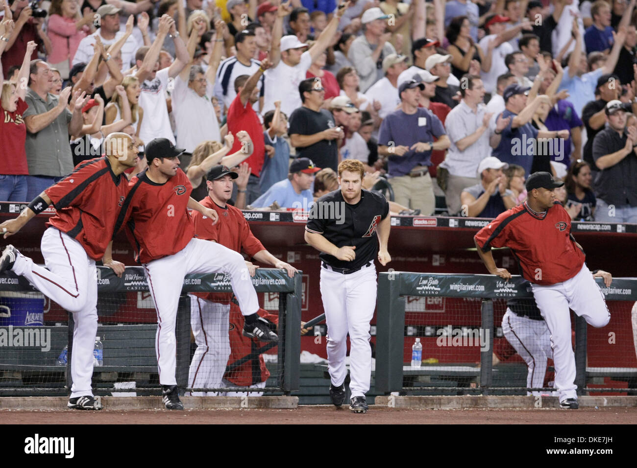 July 28, 2007 - Phoenix, AZ..the Arizona Diamondbacks dugout comes out ...